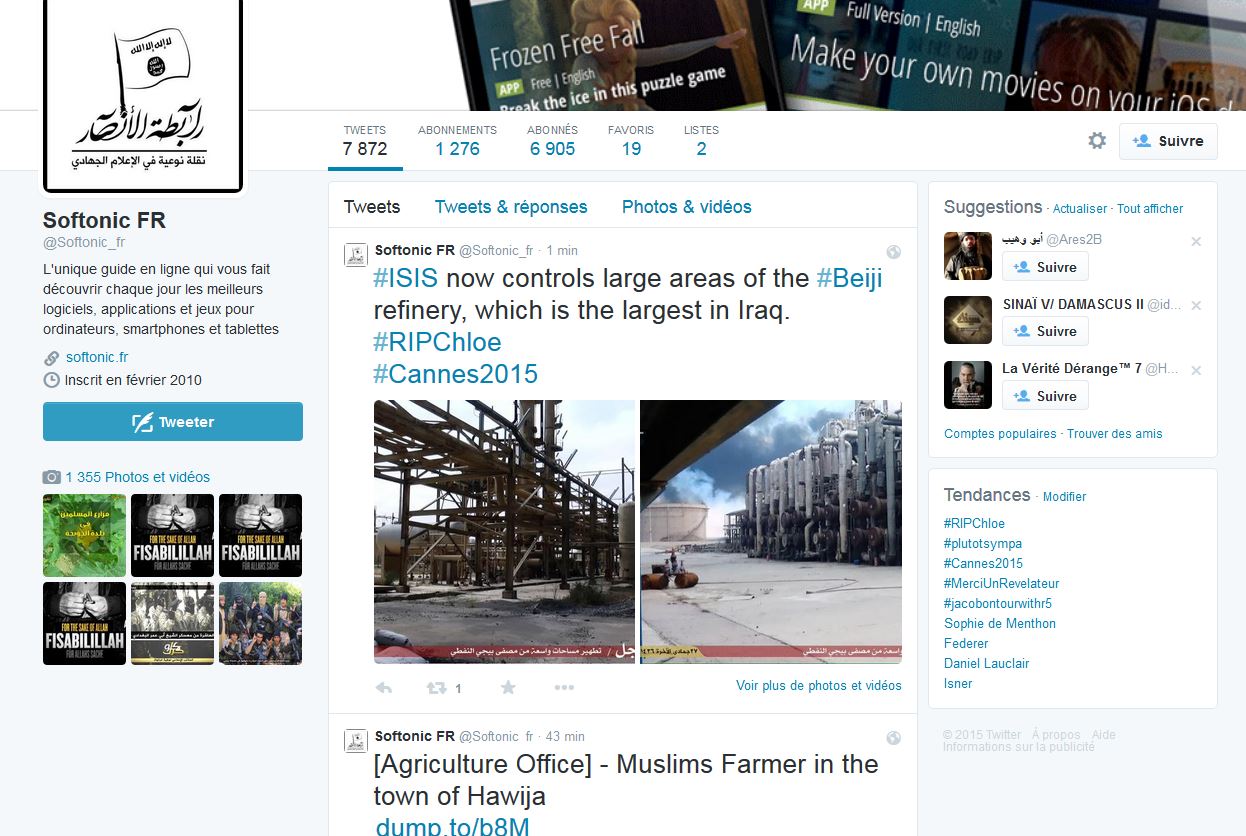 Piratage en cours du compte Twitter Softonic France par des partisans ...